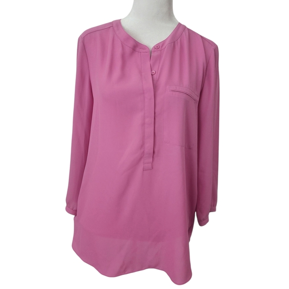 Zara | Tops | Euc Nydj Hot Pink Back Pintuck 2 Button Up Front Pocket ...